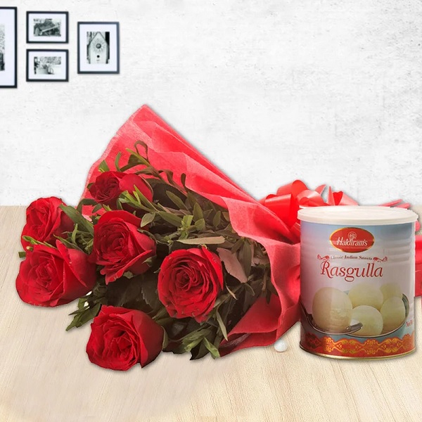 Order Red Roses N Rasgulla online | Get same day delivery PAN India in ...