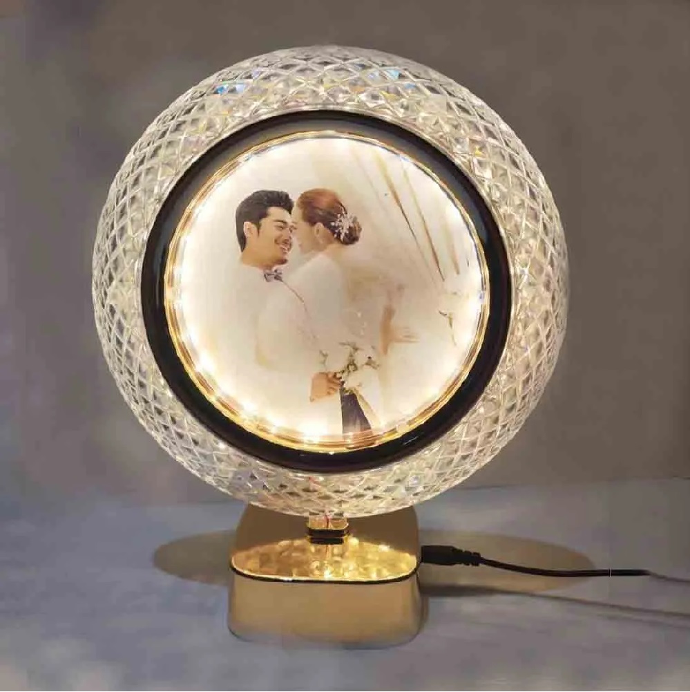 Order Personalised Golden Moon Crystal LED Photo Frame online | Get ...